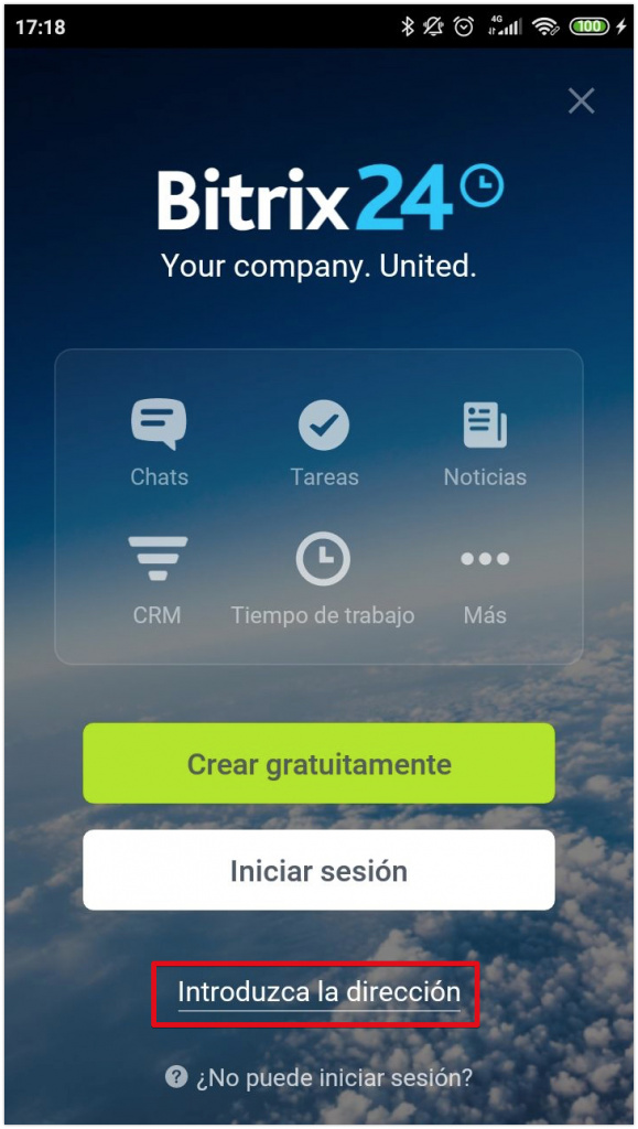 Ingresar a Bitrix24 por dirección de la cuenta desde la app móvil